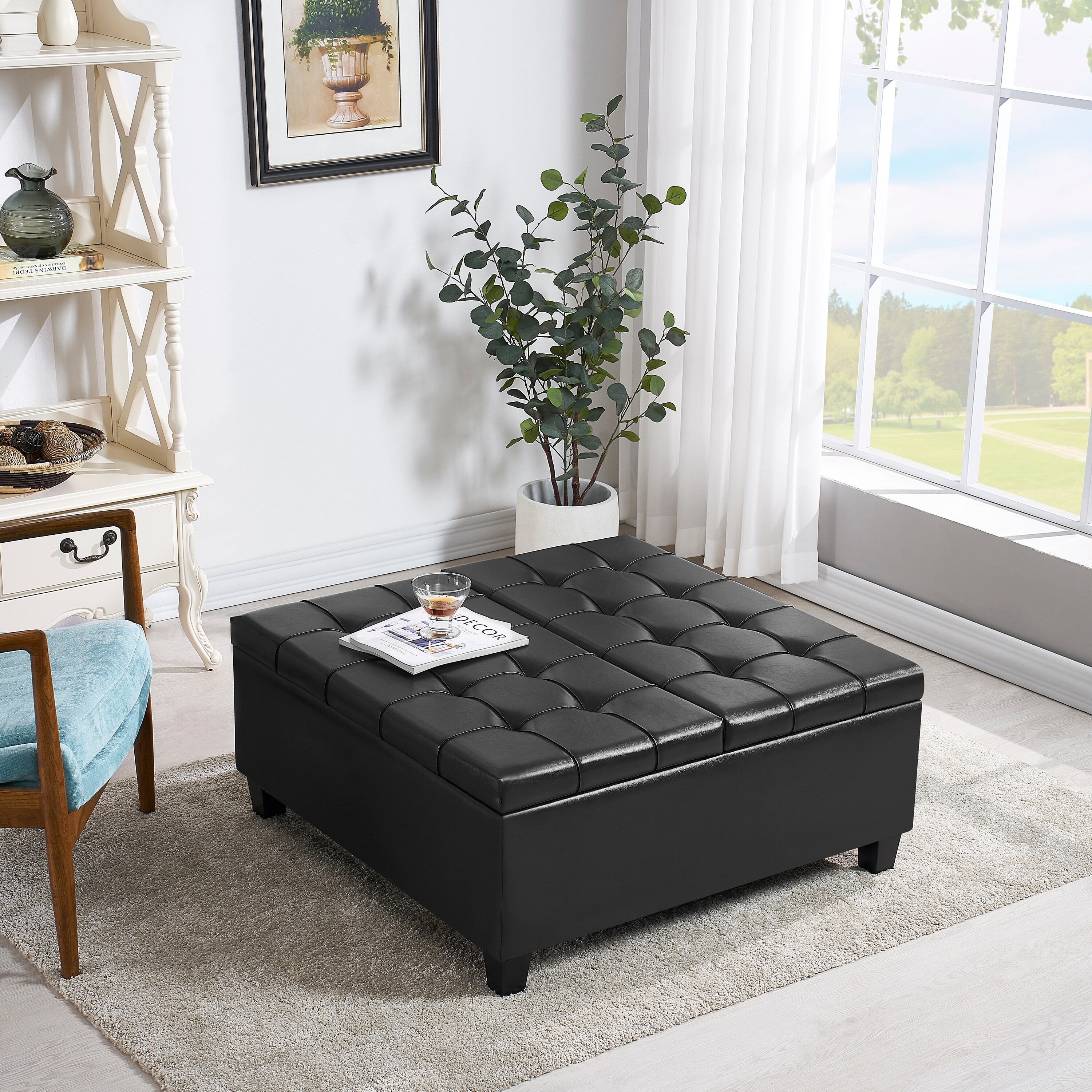 Large Square Faux Leather Storage Ottoman On Sale Bed Bath Beyond 41476722